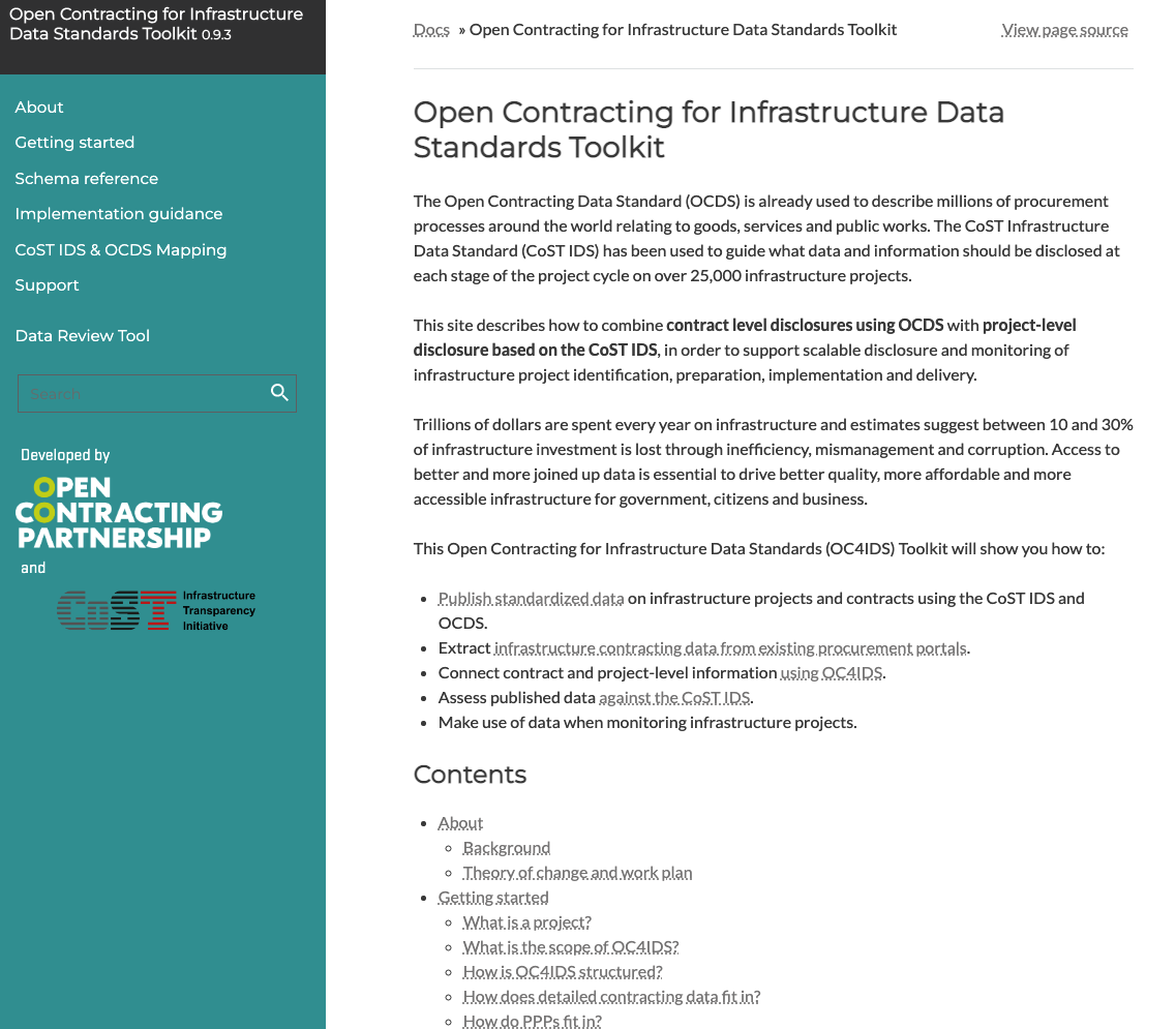 CoST Open Contracting for Infrastructure Data Standard (OC4IDS) | IFC Beyond the Balance Sheet